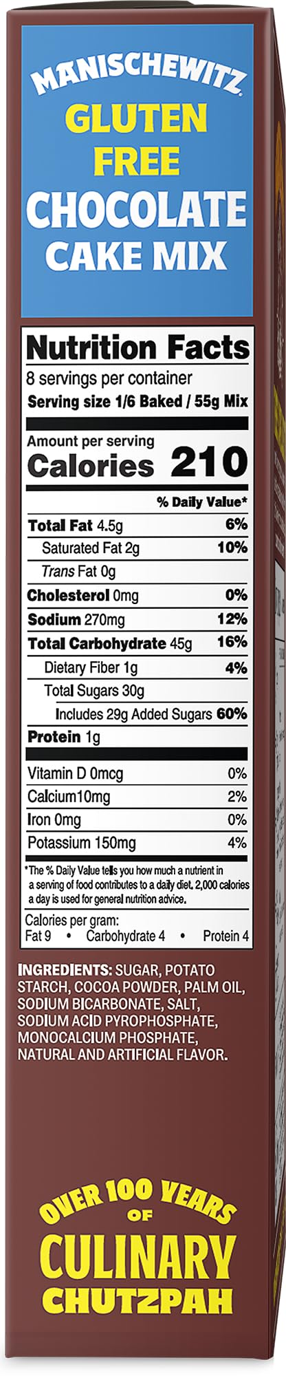 Manischewitz Gluten Free Chocolate Cake Mix With Fudge Frosting, Dairy Free 15oz (2 Pack) | Grain Free, Kosher for Passover, Baking Pan Included!