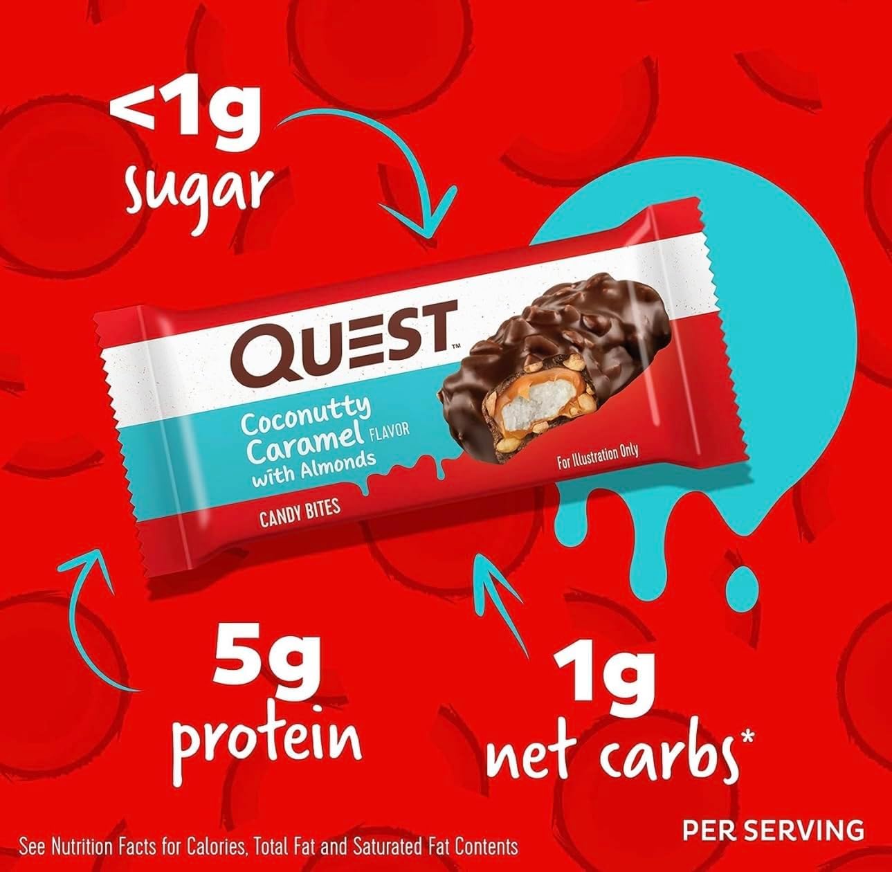 Quest Nutrition Coconutty Caramel Flavor With Almonds Candy Bites 5g Protein 1g Carb. (2pack)