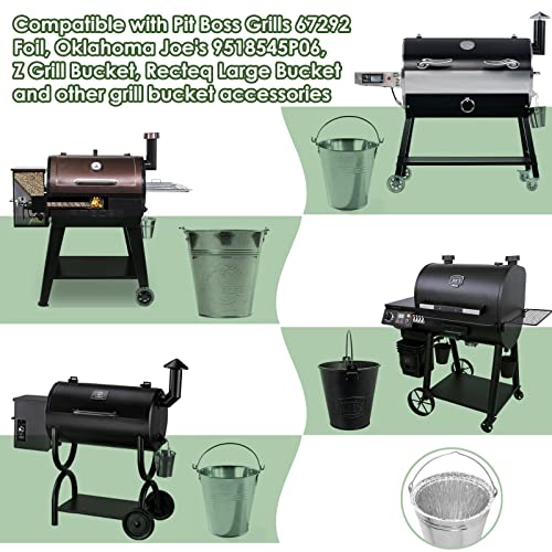PACETAP Grease Bucket Liner, Drip Tray Liner Compatible with Pit Boss Grills 67292 Foil, for Oklahoma Joe's 9518545P06, for Z Grill Bucket, for Recteq Large Bucket (25pack-Large)