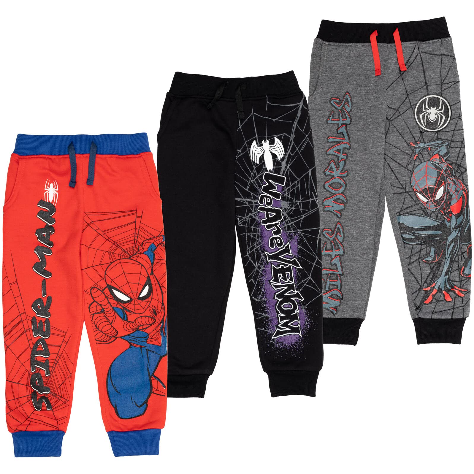 Marvel Spider-Man Venom Miles Morales Toddler Boys Fleece 3 Pack Pants / 5T