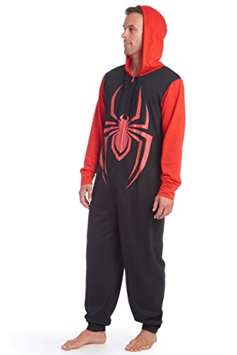 Marvel Spider-Man: Miles Morales Video Game Mens Fleece Cosplay Raglan Onesie Pajama Coverall Black Small