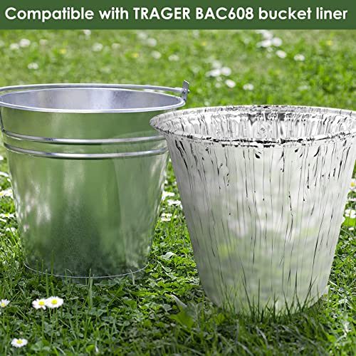 PACETAP Grease Bucket Liner, Drip Tray Liner Compatible with Pit Boss Grills 67292 Foil, for Oklahoma Joe's 9518545P06, for Z Grill Bucket, for Recteq Large Bucket (25pack-Large)