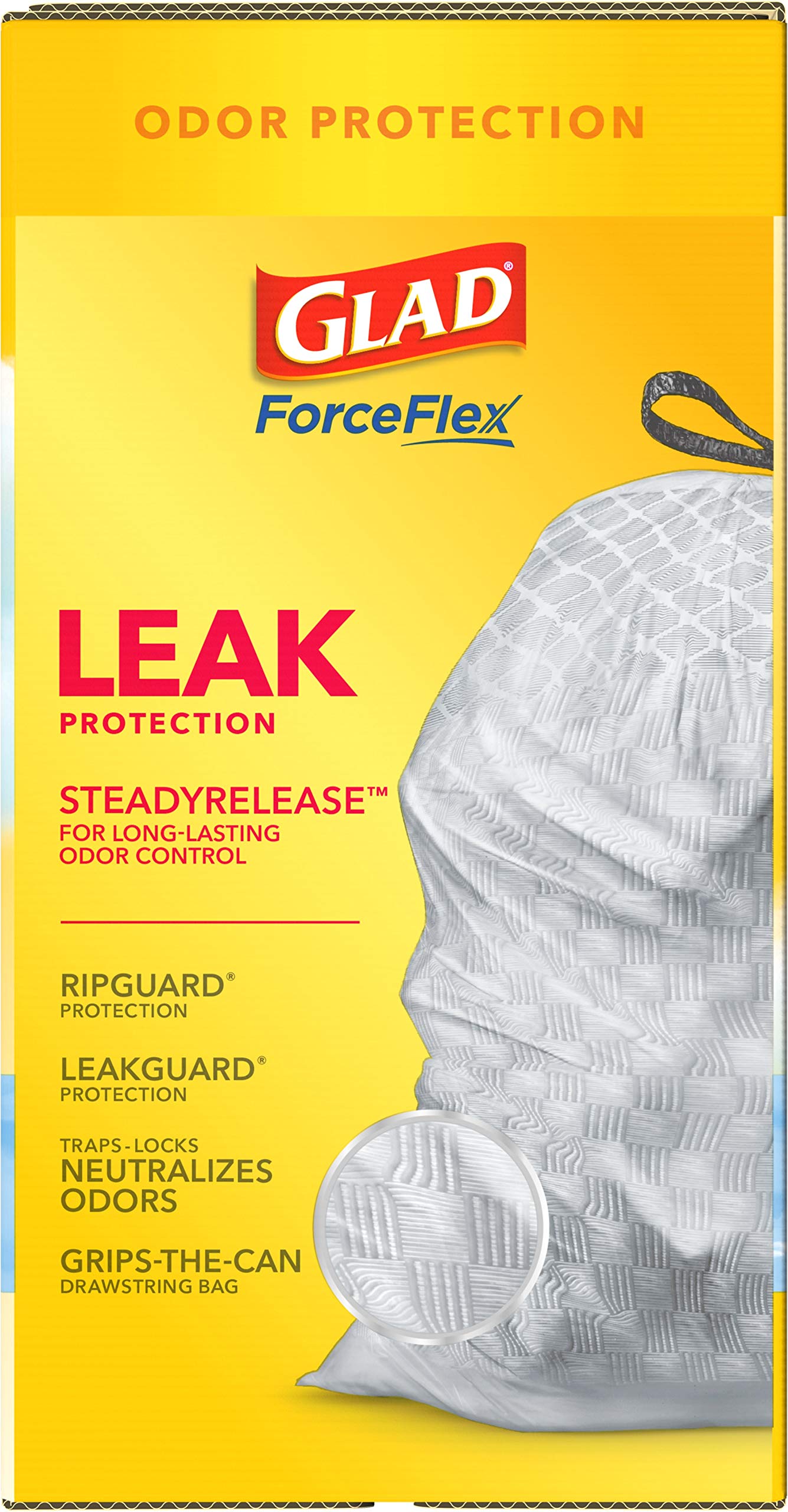 GLAD ForceFlex Tall Kitchen Drawstring Trash Bags, 13 Gallon Grey Trash Bag for Kitchen, Fresh Clean with Febreze Freshness and Leak Protection, 110 Count