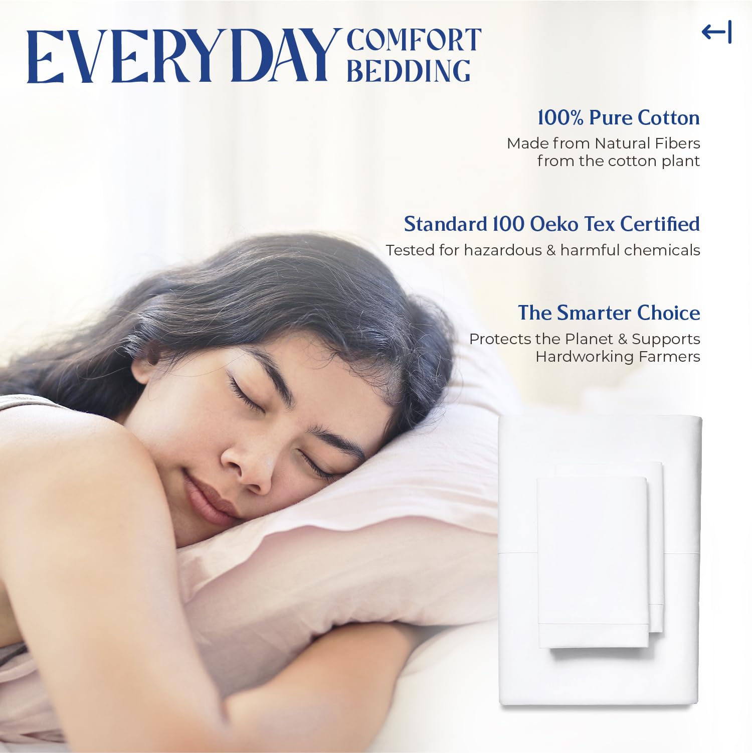 Mayfair Linen Full Size Percale Sheet, Egyptian Cotton Rich Sheet, 3-Piece Set (1 Fitted Sheet, 2 Pillowcases) for Full Size Bed, Ultra Soft, Fits Mattress Upto 18" Deep - White (No Flat Sheet)