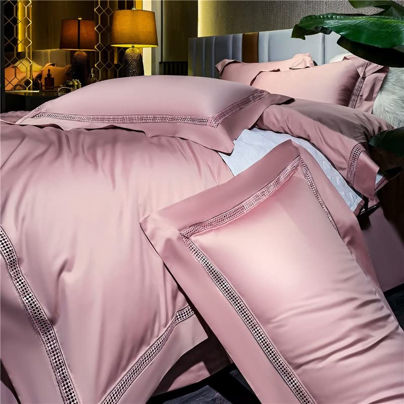 TREXD Long Staple Cotton Hollowed Out Four-Piece Set Cotton Sateen Sheet Bed Cover Wide Brim Series (Color : D, Size : 200 * 230cm)
