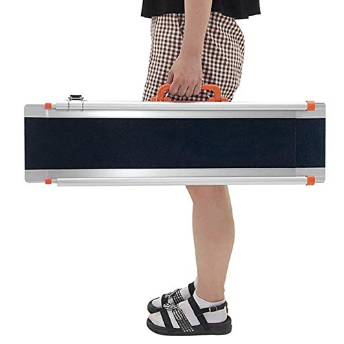 GUENZO Threshold Ramp, Threshold Ramp Scalable Design Aluminum Alloy Nylon Handle Easy to Carry Anti-Slip Matte Paper Wheelchair Baby Carriage Aluminum Ramp, 2 Tablets (Color : Silver, Size : 150cm)