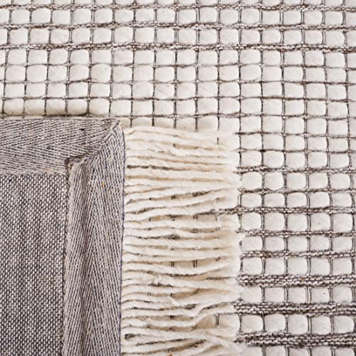 Safavieh Marbella Collection 8' x 10' Ivory/Dark Brown MRB208T Handmade Contemporary Fringe Wool Area Rug