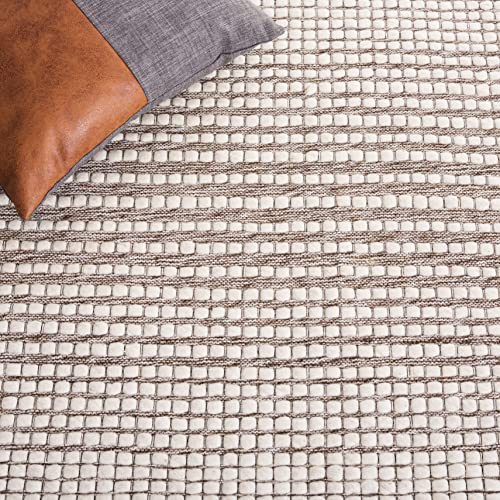 Safavieh Marbella Collection 8' x 10' Ivory/Dark Brown MRB208T Handmade Contemporary Fringe Wool Area Rug