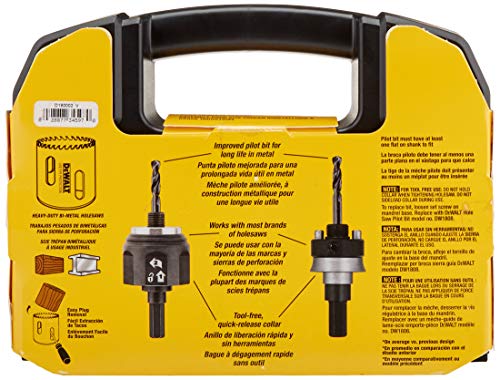 DEWALT Hole Saw Kit, Standard Electrician's Set, Bi-Metal (D180002) , Yellow
