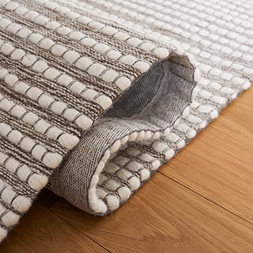 Safavieh Marbella Collection 8' x 10' Ivory/Dark Brown MRB208T Handmade Contemporary Fringe Wool Area Rug