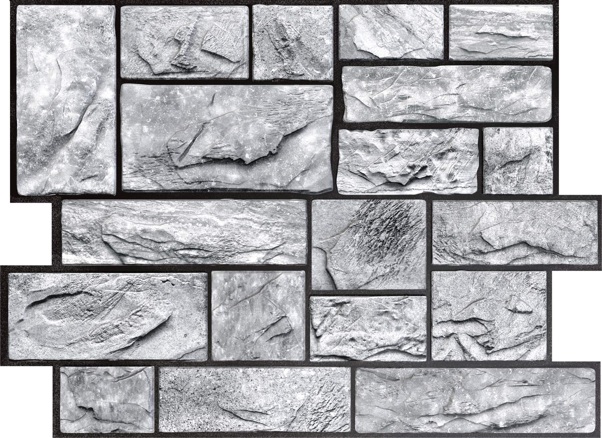 CONCORD WALLCOVERINGS ™ 3D Wall Panels, Pack of 6 - Natural Stone Block Design in Grey, Realistic Textured PVC Panels, 17.5" x 23.75", Covers 17.31 sq.ft., Model 573SG