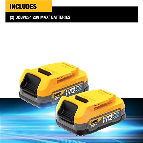 DEWALT 20V MAX* POWERSTACK™ Compact Battery, 2 Pack (DCBP034-2)