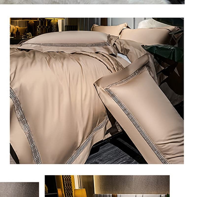 UpcoT Long Staple Cotton Hollowed Out Four-Piece Set Cotton Sateen Sheet Bed Cover Wide Brim Series (Color : Argento, Size : 200 * 230cm)