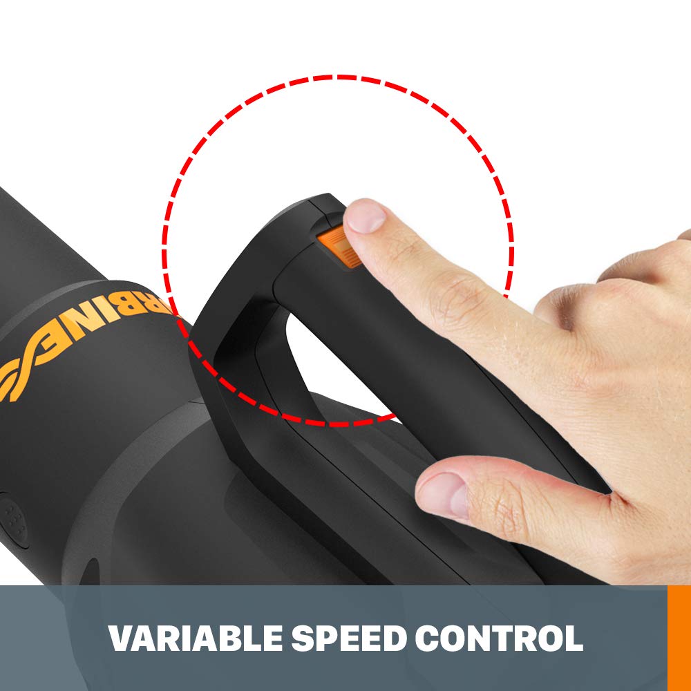 WORX 20V Cordless Leaf Blower WG547.1, Electric Blower, Powerful Turbine Fan Technology, 2-Speed Control, for One-Hand Operation, PowerShare – 2pcs 2.0 Ah Battery and 1pc 0.4 A Charger Included