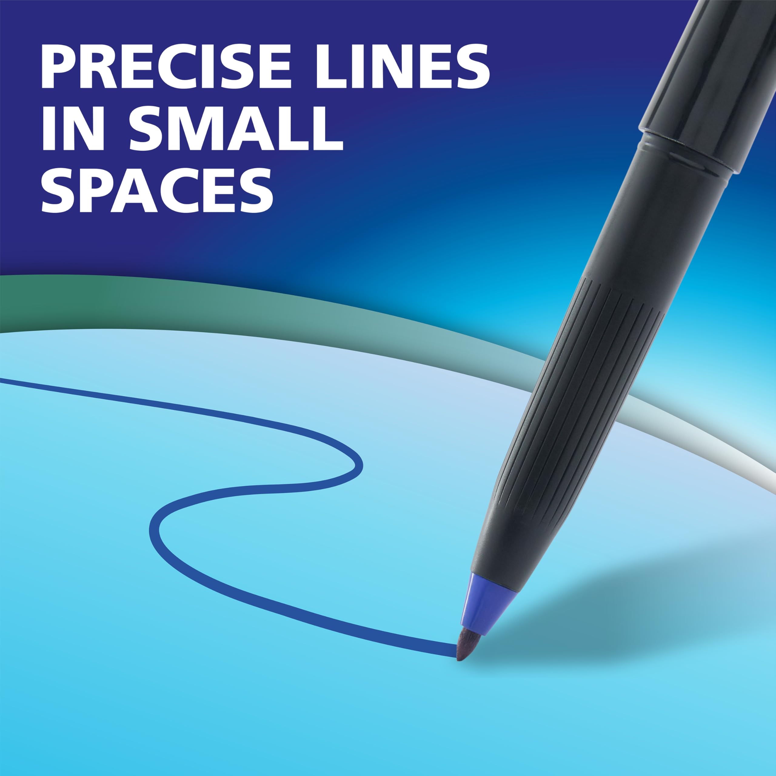EXPO Vis-à-Vis Wet Erase Markers, Fine Point, Assorted Colors, 12 Count