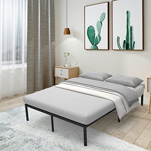 LIJQCI 16 Inch California King Bed Frame 3000 lbs Heavy Duty Metal Platform Bed Frames Large Under Bed Storage Space Mattress Foundation No Box Spring Needed, Noise Free, Black