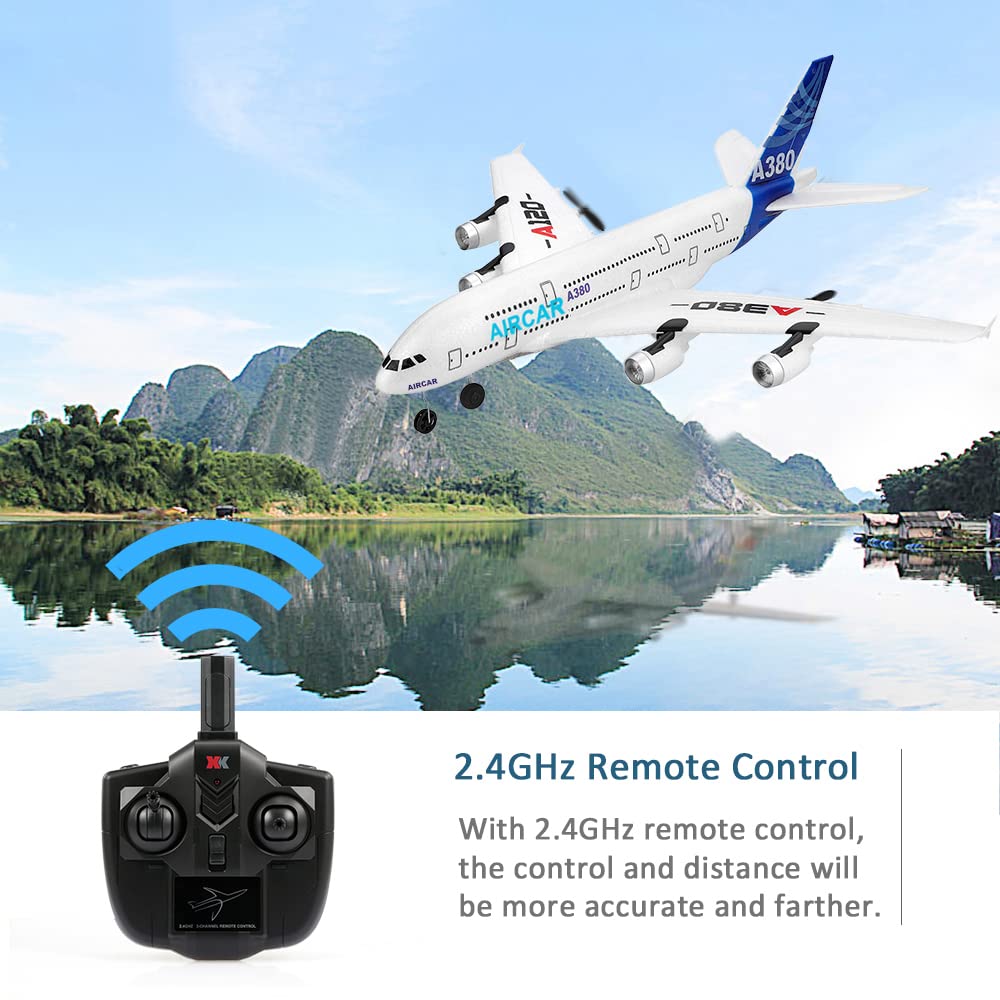 GoolRC RC Airplane, WLtoys XK A120 A380 Aircar Model Plane, 3CH 2.4G Remote Control Airplane, EPP Fixed-Wing RC Aircraft RTF Toy for Kids and Adults