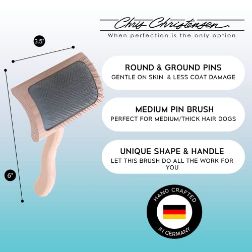 Chris Christensen Mark VI Curved Slicker Dog Brush, Groom Like a Professinal, Stainless Steel Pins, Lightweight Beech Wood Body, Ground and Polished Tips, Medium