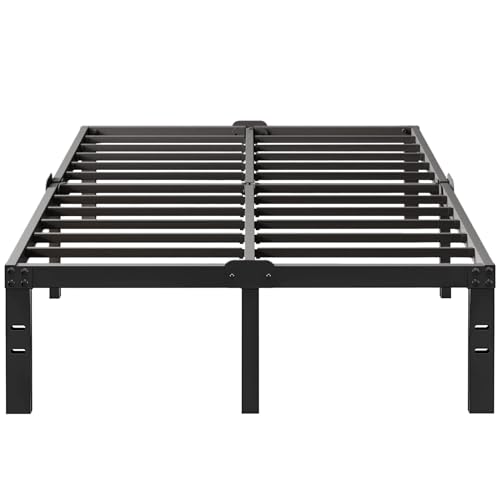 LIJQCI 16 Inch California King Bed Frame 3000 lbs Heavy Duty Metal Platform Bed Frames Large Under Bed Storage Space Mattress Foundation No Box Spring Needed, Noise Free, Black
