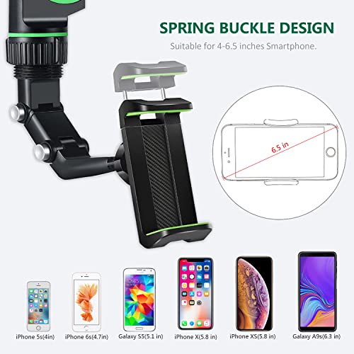 PKYAA Rearview Mirror Phone Holder for Car, 360° Rotating Rear View Mirror Phone Mount, Multifunctional Mount Phone and GPS Holder Universal Car Phone Holder for All Smartphones