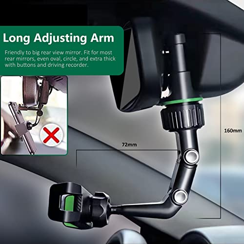 PKYAA Rearview Mirror Phone Holder for Car, 360° Rotating Rear View Mirror Phone Mount, Multifunctional Mount Phone and GPS Holder Universal Car Phone Holder for All Smartphones