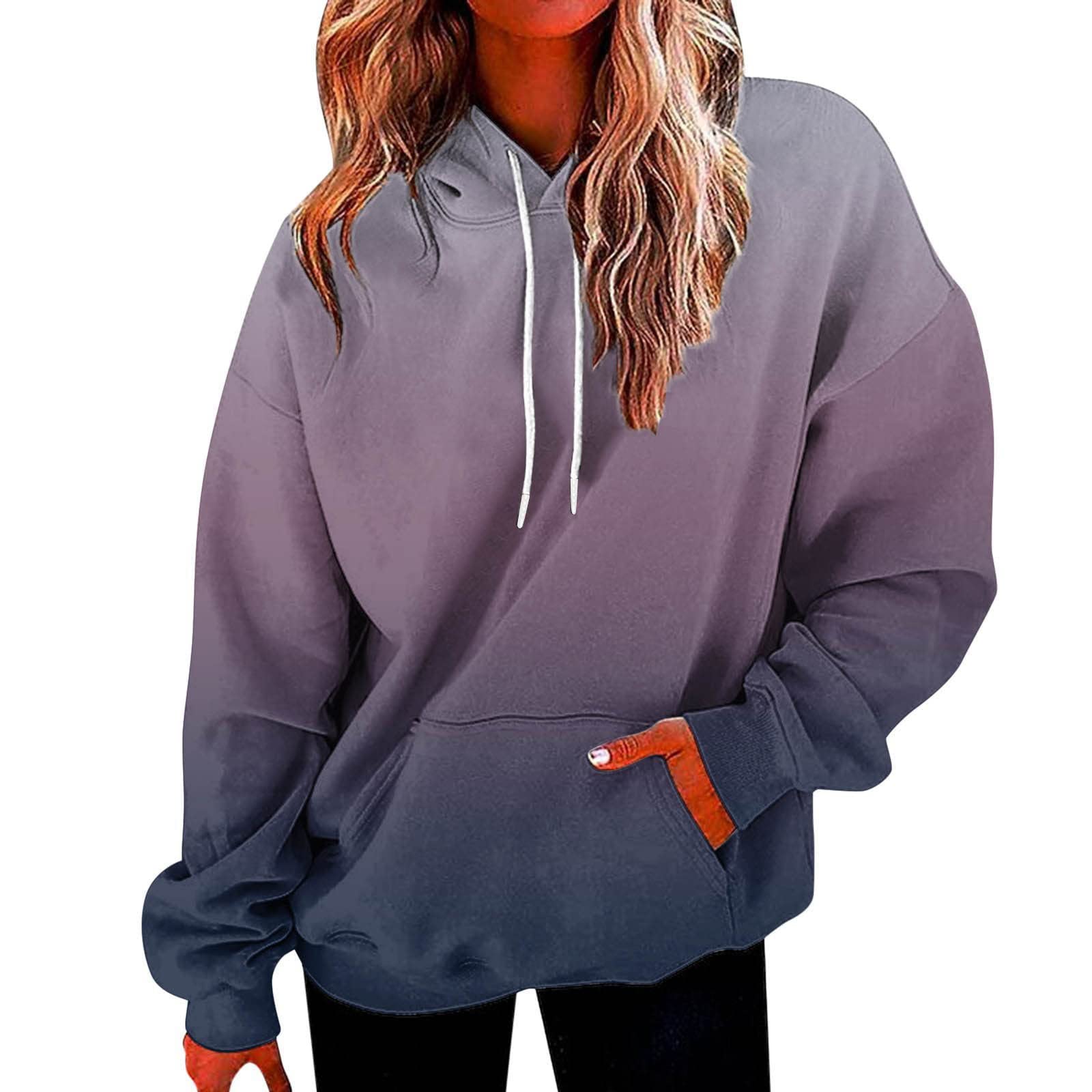 Womens Pullover 2023 Autumn Trending Plus Size Fitted Sweat Shirt Soft Lightweight Oversized Women Sweatshirt Preppy Graphic Vintage Crewneck Drawstring Sweatshirt for Women(B-Purple,Small)
