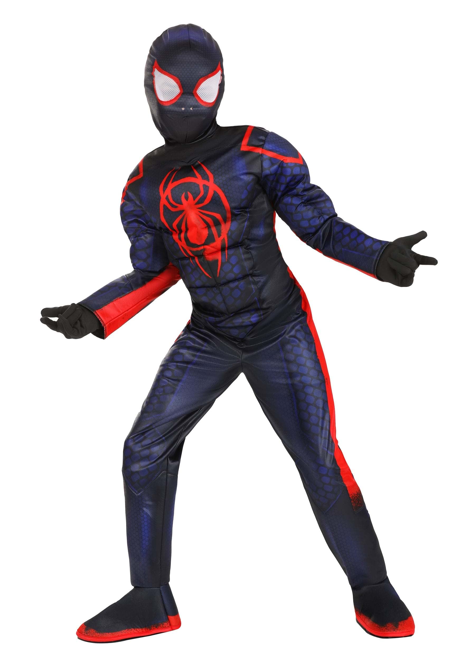 Marvel Integrated Spider-Man Official Youth Deluxe Zentai Costume - Stretch Spandex with Hidden Zippers and Wrist Slits (S) Blue
