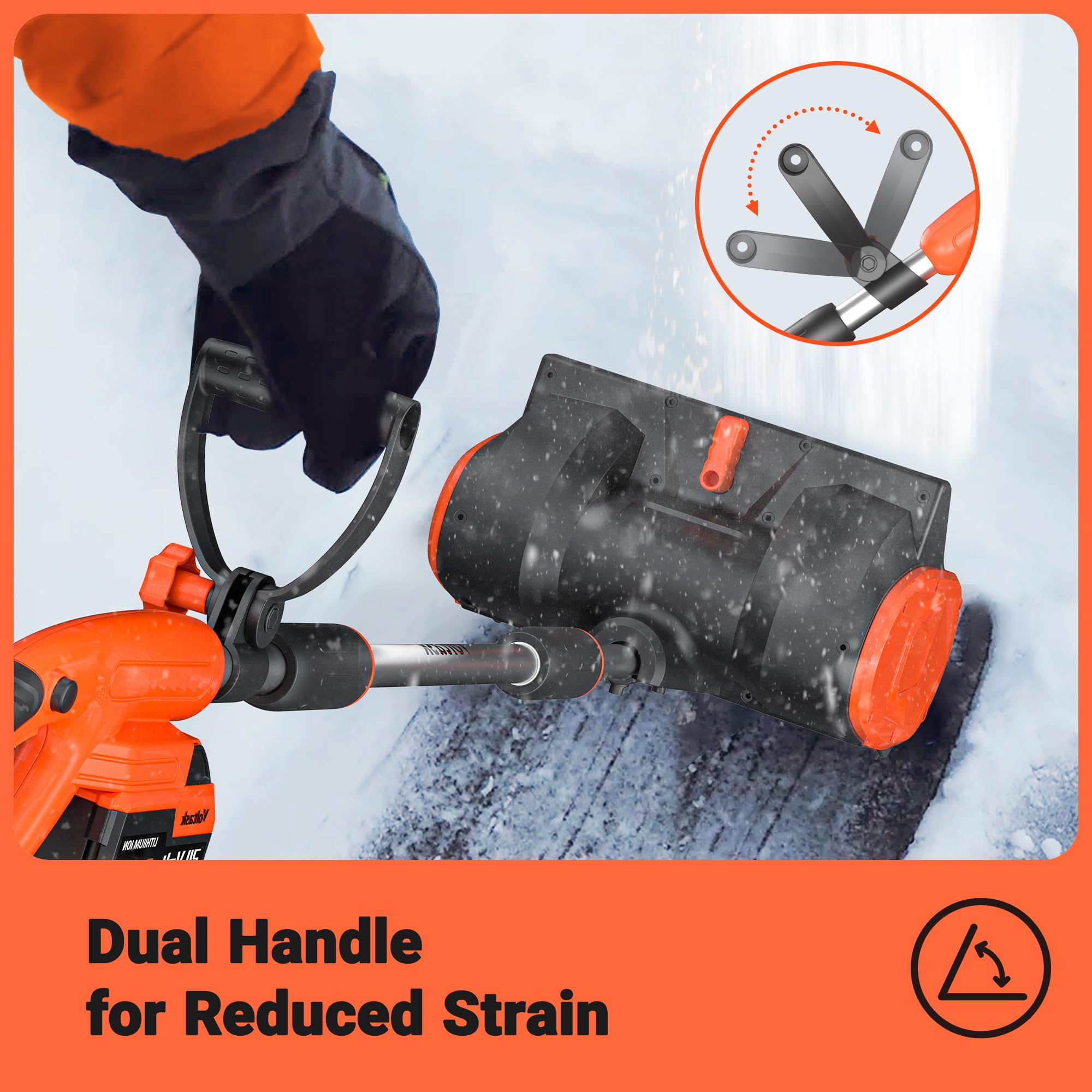 VOLTASK Cordless Snow Shovel, 24V | 12-Inch Cordless Snow Blower, Battery Snow Blower with Directional Plate & Adjustable Front Handle (4-Ah Battery & Quick Charger Included)