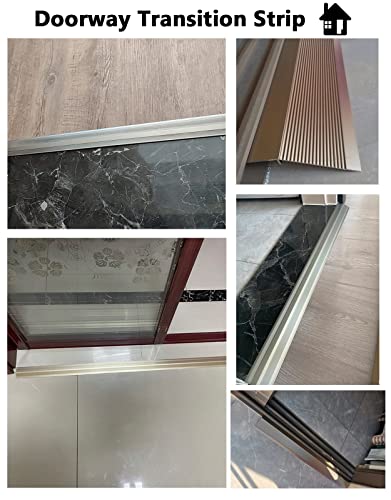 ETULLE Floor Transition Strip Metal, Black Gold 10cm Extra Wide Threshold Reducer for Doorways Step Down 1 Inch, Tile to Carpet Edge Trim for Entry Large Drop Crack