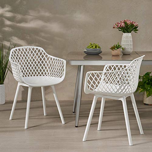 Christopher Knight Home Richard Outdoor Modern Dining Chair (Set of 2), White