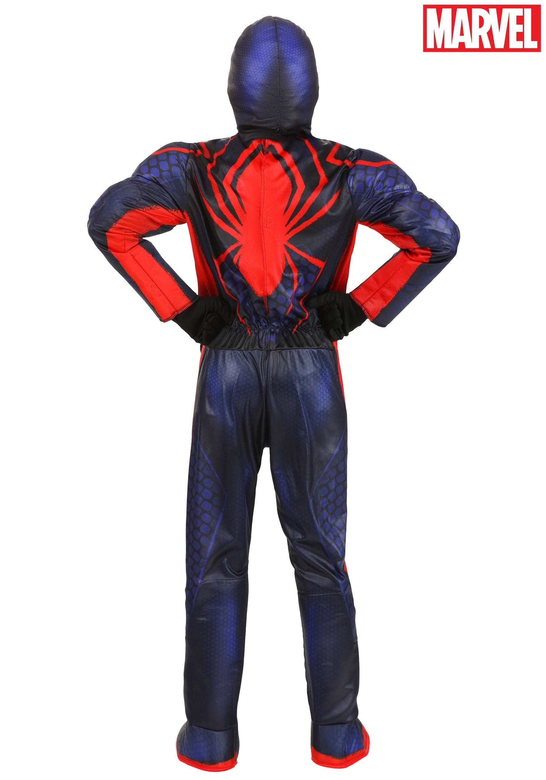 Marvel Integrated Spider-Man Official Youth Deluxe Zentai Costume - Stretch Spandex with Hidden Zippers and Wrist Slits (S) Blue