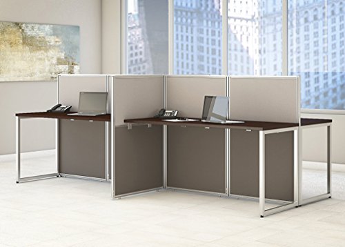 Bush Business Furniture Easy Office 60W 4 Person Straight Desk Open Office in Mocha Cherry