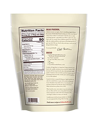 Bob's Red Mill Gluten Free Homemade Wonderful Bread Mix, 16 Ounce (Pack of 4)