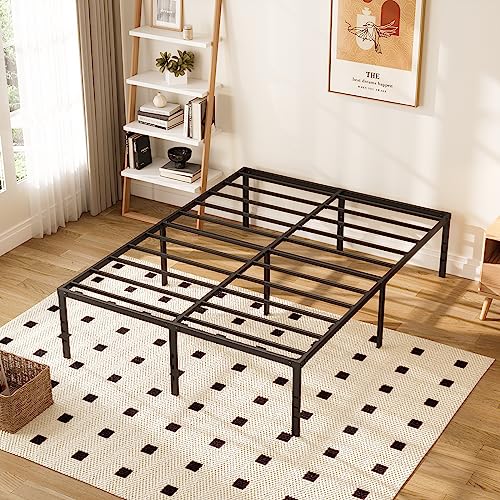 Besebay California King Bed Frame 18 Inch Heavy Duty Metal Frames with Steel Slats Support Ample Storage No Box Spring Needed, Easy Assembly, Noise Free, Black
