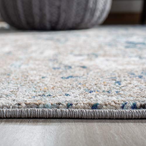 SAFAVIEH Madison Collection 6' x 9' Grey/Blue MAD460K Modern Abstract Non-Shedding Living Room Bedroom Dining Home Office Area Rug