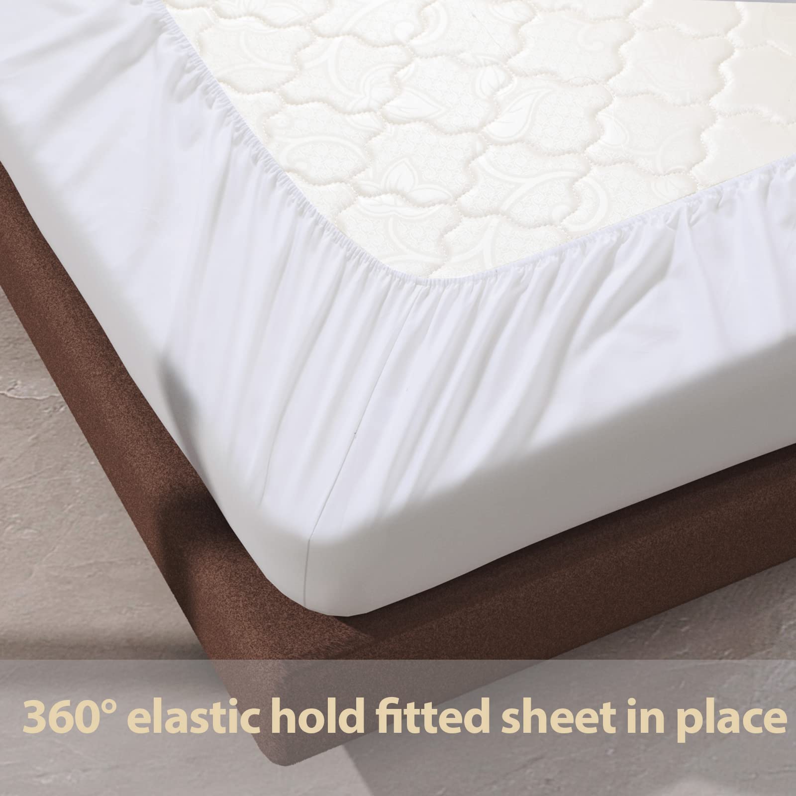 100% Egyptian Cotton Fitted Sheet Queen Size White, 600 Thread Count, 8-16" Deep Pocket Sheet, Soft & Elastic Sateen Weave Bottom Sheet for Hotel & Home, (White, 1 Pack Fitted Sheet Only, Queen)