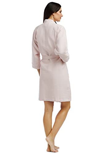 Fishers Finery Women's Waffle Knit Cotton Modal Kimono Spa Robe; Above Knee Length with Pockets and Tie Waist, Luxury Bathrobe (Pink,S)
