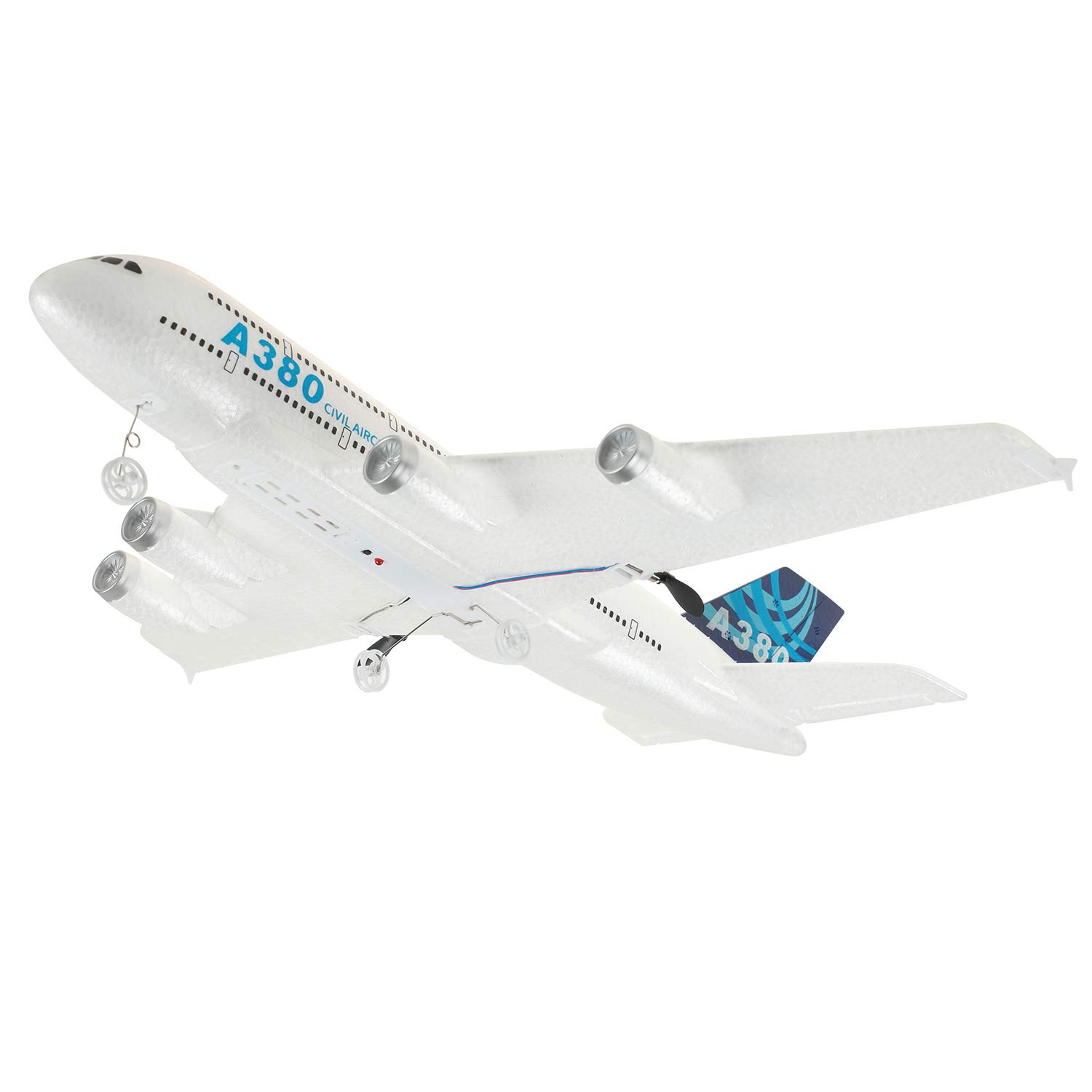 OTTCCTOY RC Plane Remote Control Airplane 2.4Ghz DIY 2 Channels Remote Control Airplane Built in 6-Axis Gyro, A380 RC Aircraft for Kids EPP Foam Glider for Beginner