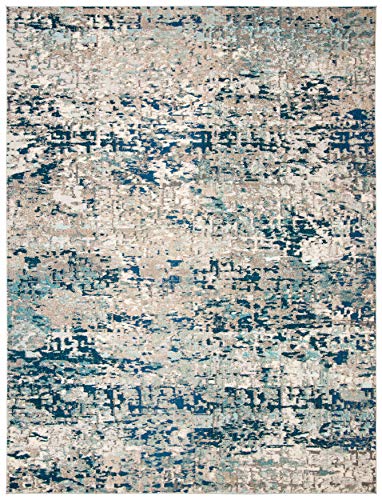 SAFAVIEH Madison Collection 6' x 9' Grey/Blue MAD460K Modern Abstract Non-Shedding Living Room Bedroom Dining Home Office Area Rug