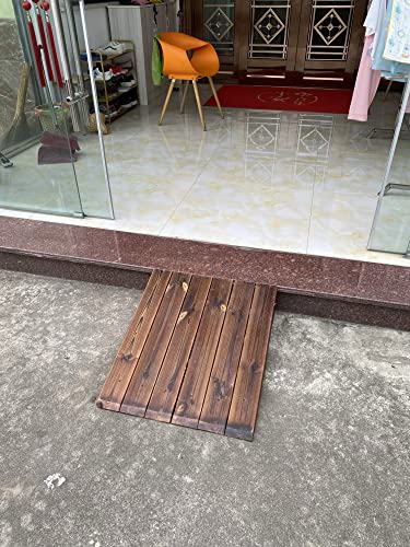 GUENZO Threshold Ramp, Wheelchair Ramps for Thresholds Curb Steps, Wood Heavy Duty Transition Ramp for Patio Door Back Yard Home, Anti-Slip Surface (Size : 90x70x19cm/35.4x27.5x7.5in)