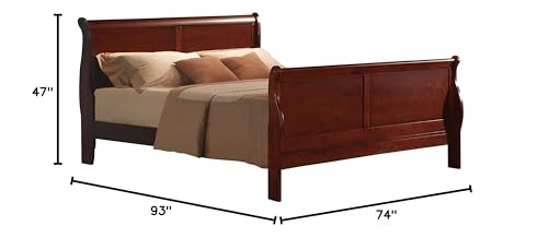 Knocbel California King Size Bed Frame, Wood Platform Bed with Slats Support, Traditional Sleigh Bed with Headboard and Footboard, Box Spring Required, 93" Lx74 Wx47 H, Cherry California King Bed