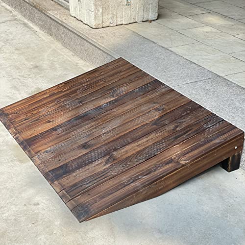 GUENZO Threshold Ramp, Wheelchair Ramps for Thresholds Curb Steps, Wood Heavy Duty Transition Ramp for Patio Door Back Yard Home, Anti-Slip Surface (Size : 90x70x19cm/35.4x27.5x7.5in)