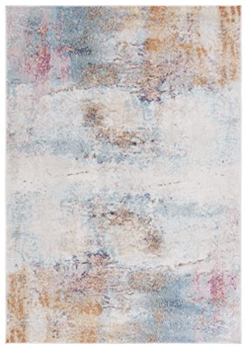 Safavieh Phoenix Collection 8' x 10' Aqua/Gold Rose PHX506J Modern Contemporary Abstract Non-Shedding Area Rug