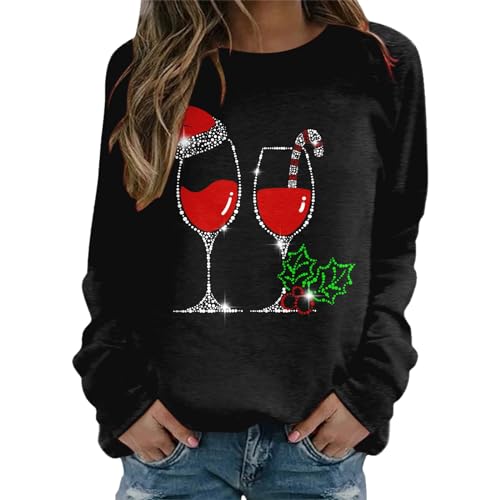 Ugly Christmas Sweatshirt Shirts for Women Women Shirts Christmas Graphic Print Sweatshirts Novelty Funny Trendy y2k Laides Coat Shrugs Black Jacket Women Dressy Womens Blouse Funny Xmas