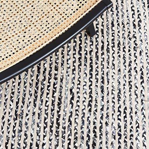Safavieh Braided Collection 3' x 5' Black/Navy BRD260N Handmade Farmhouse Cotton Area Rug