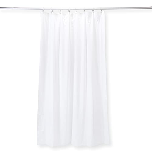 Grab Bar Specialists Heavy Weighted Shower Curtain - for Walk-in Shower Threshold / Use with Collapsible Dam for Water Barrier / 3-Ply Textured Vinyl / White / 48" x 72"