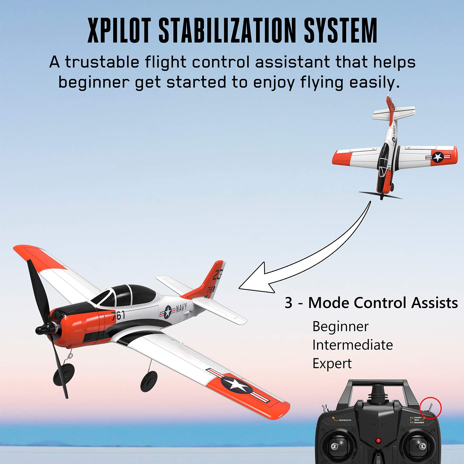 Volantex RC Airplane 2.4Ghz 4 Channel Remote Control,with Aileron T28 Trojan Parkflyer RC Aircraft Plane,Ready to Fly with Xpilot Stabilization System,Perfect for uitable for Kids and Beginners