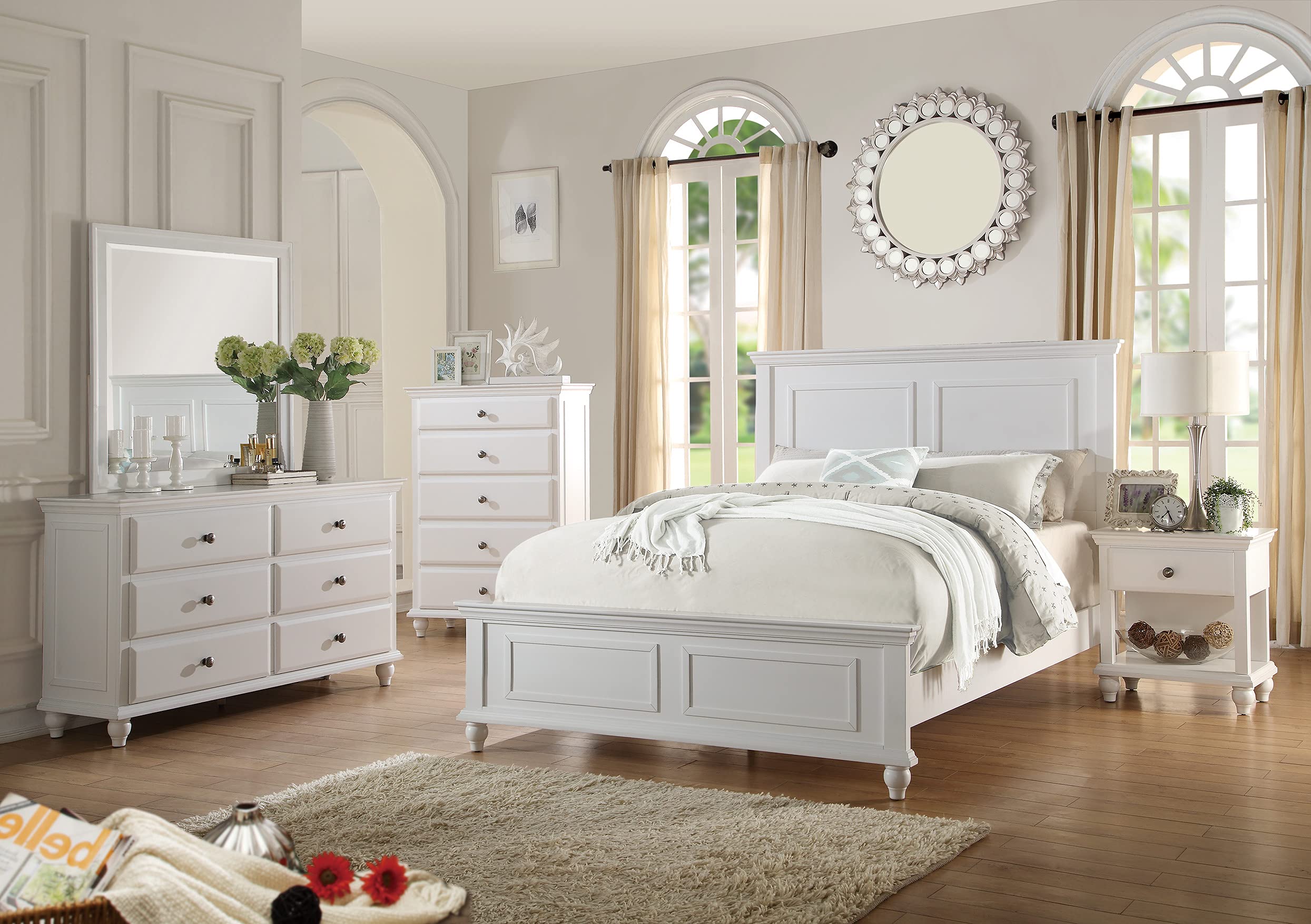 simple relax White Cal King Size Wood Bed
