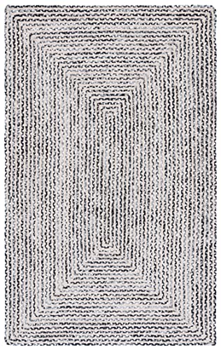 Safavieh Braided Collection 3' x 5' Black/Navy BRD260N Handmade Farmhouse Cotton Area Rug