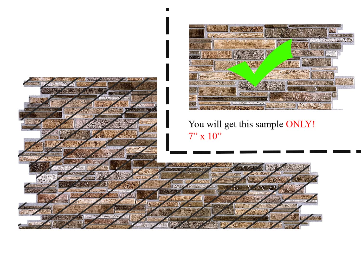 Sample for Display Purpose only. Retro-Art 3D Wall Panels, Stone Pebble in Beige Brown, PVC, 7" X 10", 001BF